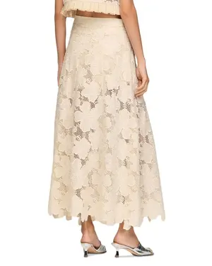 Sandro Maya Guipure Lace Maxi Skirt - Ecru