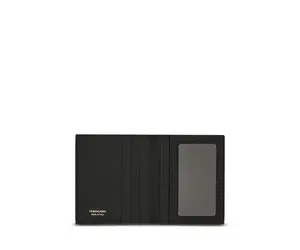 FERRAGAMO Green Pebble Logo Card Holder