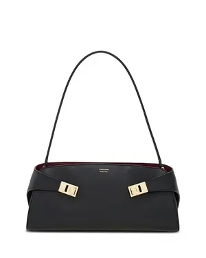 FERRAGAMO Ferragamo Hug East West Leather Shoulder Bag Nero