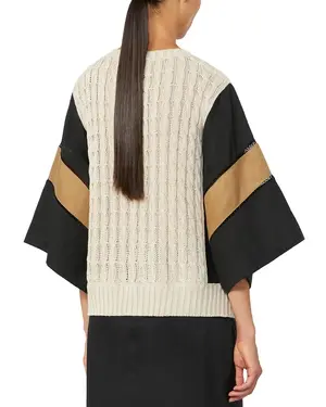Max Mara Crewneck Linen Sweater With Contrast Sleeves