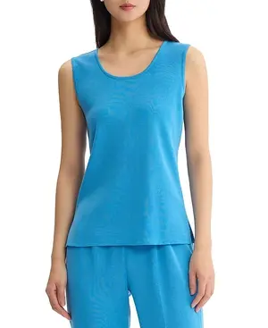 Ming Wang Scoop Neck Mid-length Knit Tank - Tranquil Blue