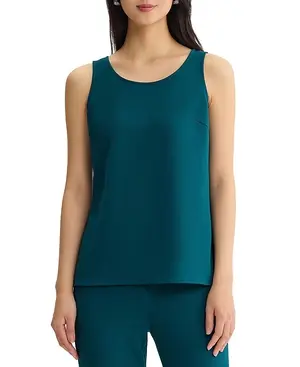 Ming Wang Stretch Deco Crepe Scoop Neck Tank - Deep Teal