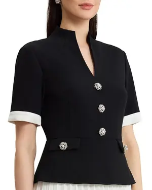 Ming Wang Noelle Pleated Crepe Maxi Dress