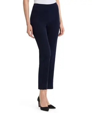 Ming Wang Knit Straight-leg Ankle Pants - Indigo