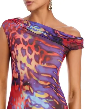 AFRM Holden Asymmetric Midi Dress - Cobalt Scale