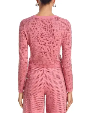 Alice + Olivia Carson Embellished Cropped Cardigan - Deep Rose