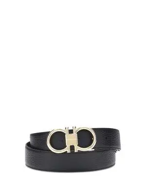 FERRAGAMO FERRAGAMO Reversible Leather Belt With Double Gancini Buckle Black