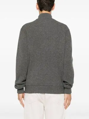 Brunello Cucinelli Leather And Knit Zip-up Jacket - Multicolor