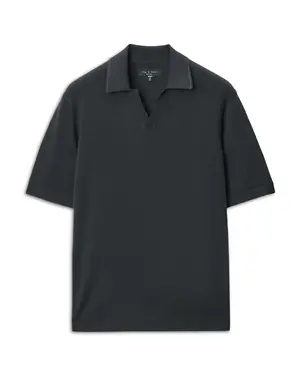 Rag & Bone Conrad Johnny Collar Silk Blend Polo Shirt - Black