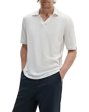 Rag & Bone Conrad Johnny Collar Silk Blend Polo Shirt