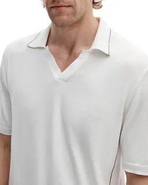 Rag & Bone Conrad Johnny Collar Silk Blend Polo Shirt
