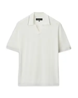 Rag & Bone Conrad Johnny Collar Silk Blend Polo Shirt