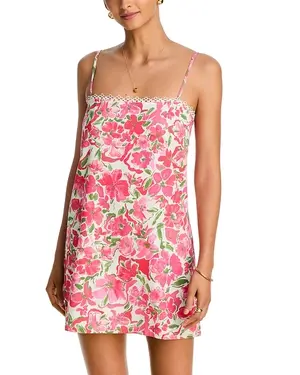 Aqua Floral Shift Mini Dress Exclusive - Pink/olive
