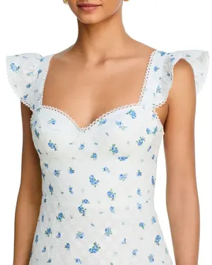 Aqua Floral Eyelet Midi Dress
