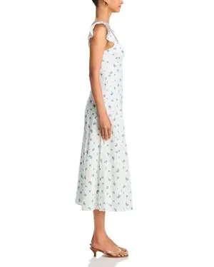 Aqua Floral Eyelet Midi Dress