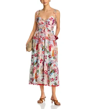 Aqua Lace Up Midi Dress