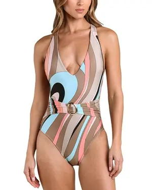 L'Agence Abstract Swirl Lisa One Piece Swimsuit - Multi