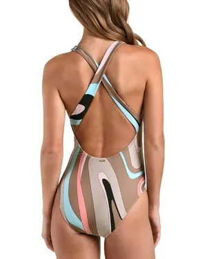L'Agence Abstract Swirl Lisa One Piece Swimsuit - Multi