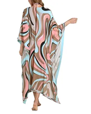 L'Agence Abstract Swirl Kara Kimono Swim Cover-up