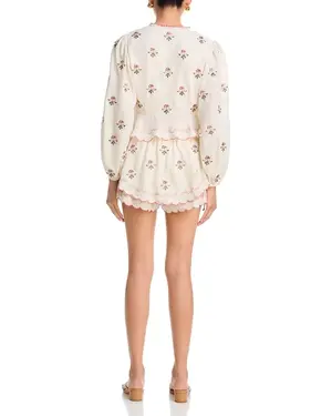 Aqua Bendita Floral Embroidered Top