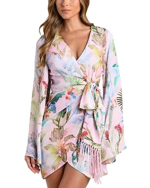 L'Agence Kohima Colorful Palm Mini Cover-up Dress - Multi