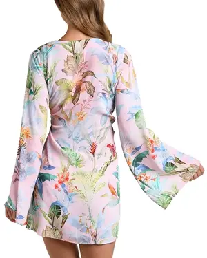 L'Agence Kohima Colorful Palm Mini Cover-up Dress