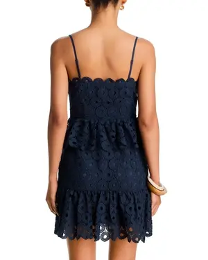 Aqua Circle Lace Mini Dress