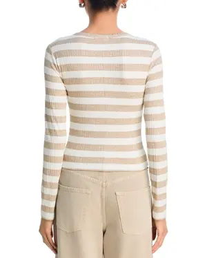 Rag & Bone Knit Wide Rib Stripe Cardigan - Toffee