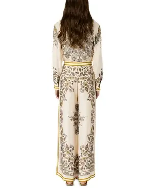 Gerard Darel Amanya Paisley Print Viscose Wide Leg Pants