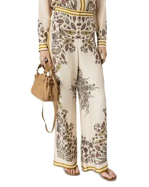 Gerard Darel Amanya Paisley Print Viscose Wide Leg Pants