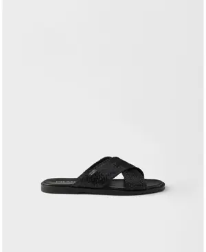 Prada Criss-cross Slides - Black