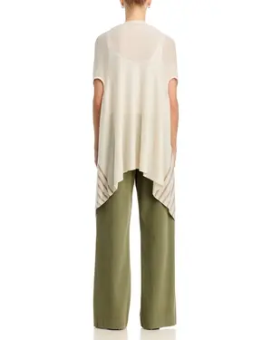 Majestic Filatures Linen Sleeveless Cardigan With Striped Detail