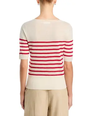 Majestic Filatures Striped Linen Boat Neck Top - Amore