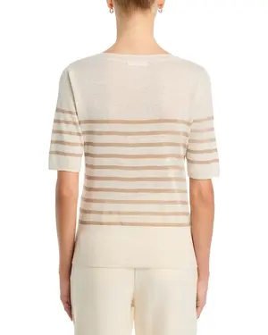 Majestic Filatures Striped Linen Boat Neck Top