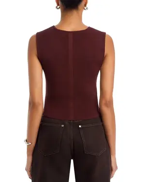 Aqua Shine Knit Button Tank - Rust