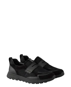 Prada Prax Mesh Fabric And Leather Loafers - Black