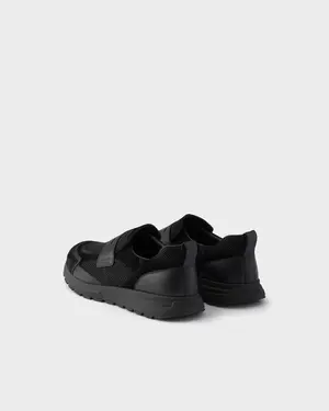 Prada Prax Mesh Fabric And Leather Loafers - Black