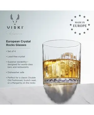 VISKI Reserve Milo Crystal Rocks Glasses, Set Of 4