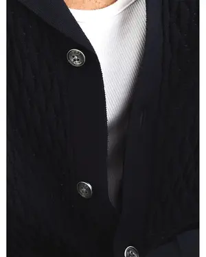 REISS Bilsby Geometric Knit Short Sleeve Shirt - Navy