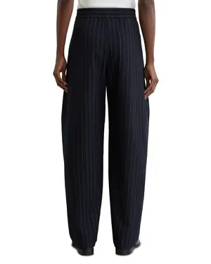 REISS Elle Pinstriped High Rise Barrel Trousers