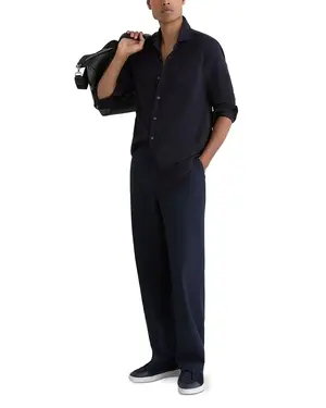 REISS Dasilva Garment Dyed Pique Shirt - Navy