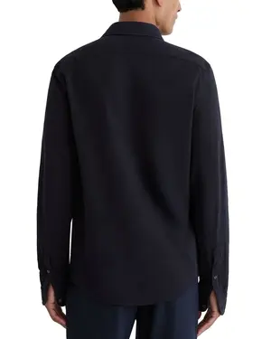 REISS Dasilva Garment Dyed Pique Shirt - Navy