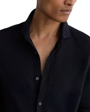 REISS Dasilva Garment Dyed Pique Shirt - Navy