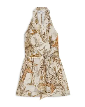 REISS Estelle Halter Neck Printed Romper