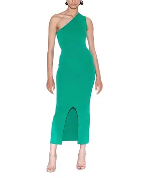 MOTHER OF ALL Federica One Shoulder Maxi Dress With Slit - Green