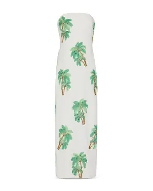 MILLY Clara Embellished Maxi Dress With Palm Tree Print - White Multi