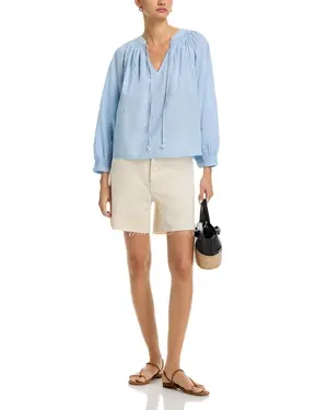 Velvet By Graham & Spencer Sylvie Peasant Top With Embroidered Detail