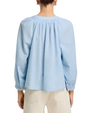 Velvet By Graham & Spencer Sylvie Peasant Top With Embroidered Detail