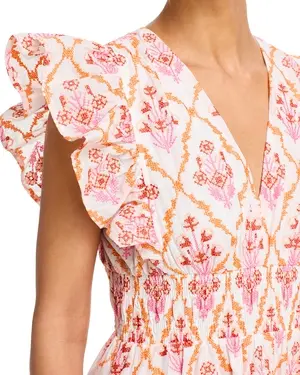 Aqua Embroidered Flutter Sleeve Mini Dress Exclusive