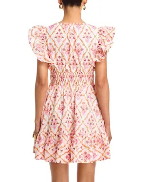 Aqua Embroidered Flutter Sleeve Mini Dress Exclusive